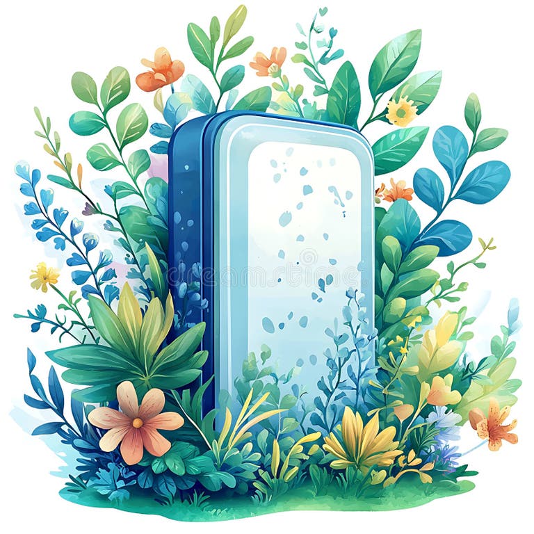 A Vibrant Illustration of a Blank Rectangular Screen Surrounded by a ...