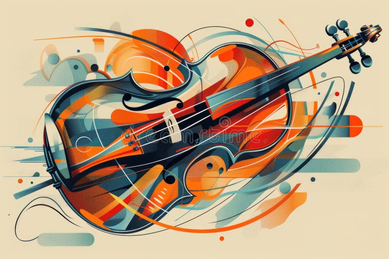 Vibrant Illustration Blending a Classic Violin with Abstract Elements ...