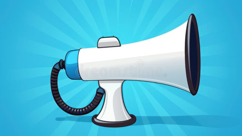 Vibrant Illustration of Blue Megaphone with Speech Bubble Stock ...