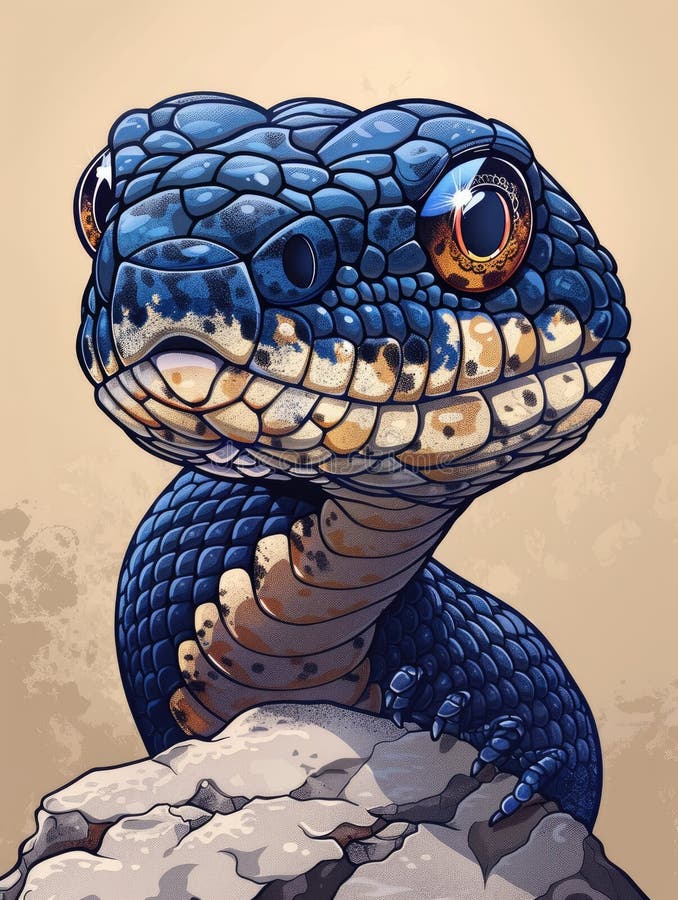 Vibrant Illustration of a Blue Snake Stock Illustration - Illustration ...