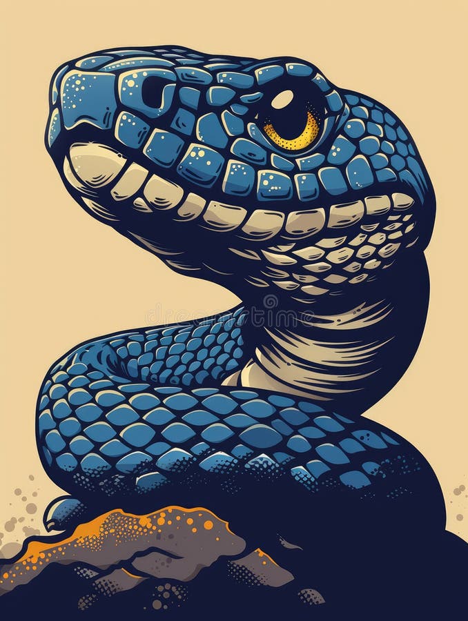 Vibrant Illustration of a Blue Snake Stock Illustration - Illustration ...