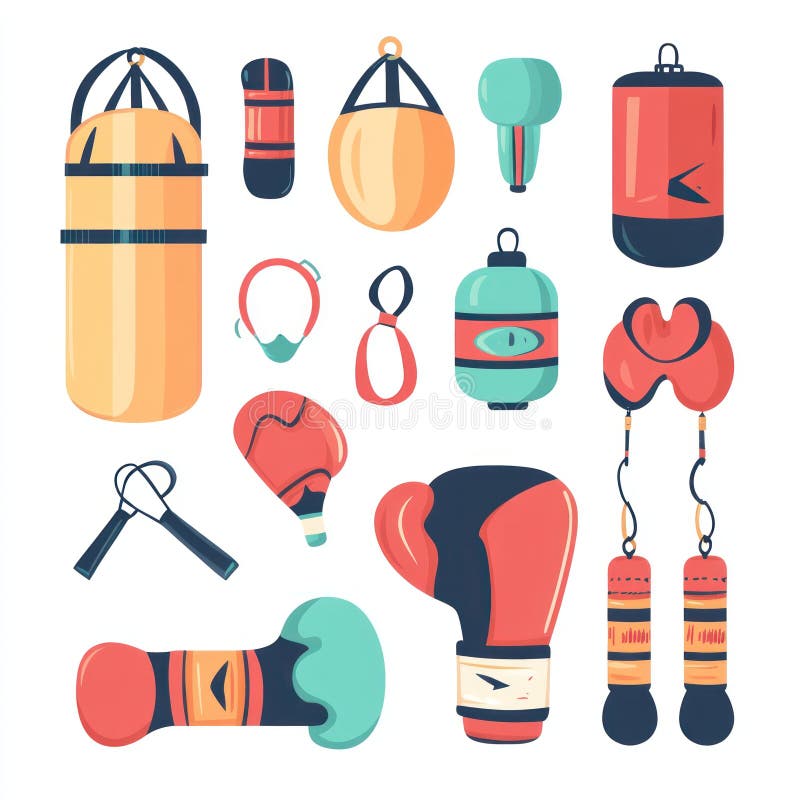 Vibrant Illustration of Boxing Equipment and Gear Stock Illustration ...