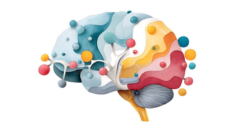 This Vibrant Illustration of Brain Showcases Colorful Sections and Data ...
