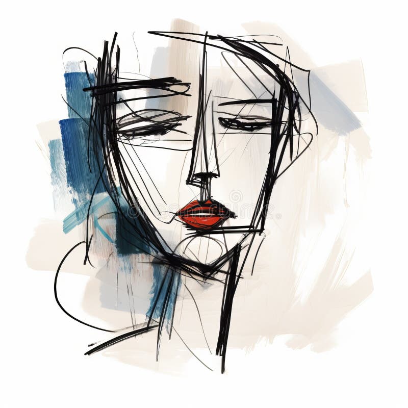 Charming Expressionism: Abstract Portrait of a Serene Female Stock ...