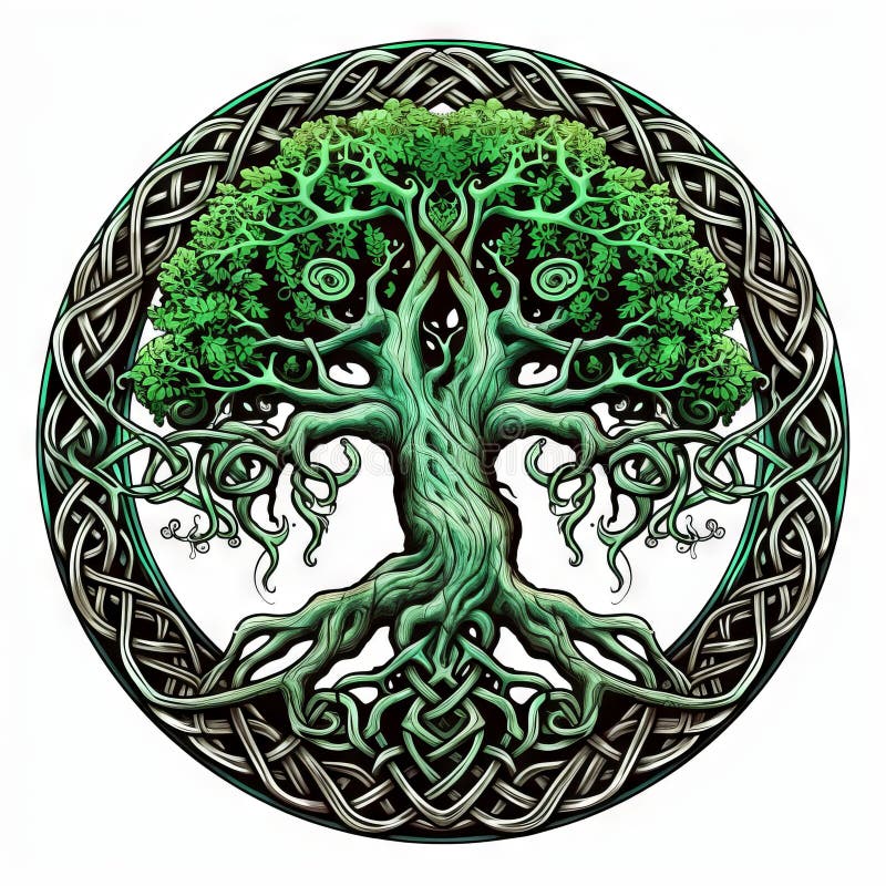 The Vibrant Celtic Tree of Life and Death Symbol, Generative AI Stock ...