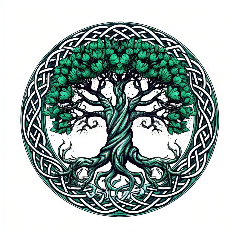The Vibrant Celtic Tree of Life and Death Symbol, Generative AI Stock ...