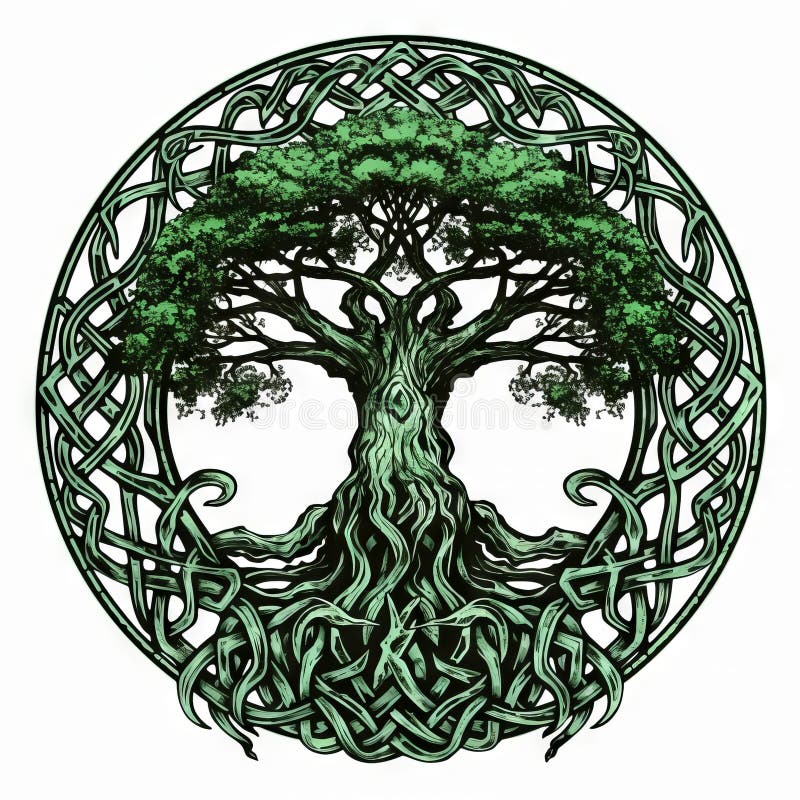 The Vibrant Celtic Tree of Life and Death Symbol, Generative AI Stock ...