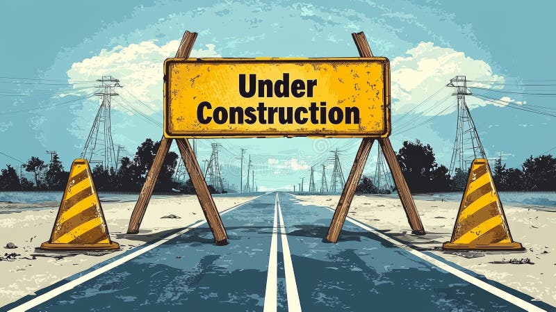 A Vibrant Illustration of a Construction Zone Showcasing a Under ...