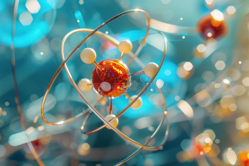 Abstract 3d Rendered Atom Model on Blue Background Stock Illustration ...