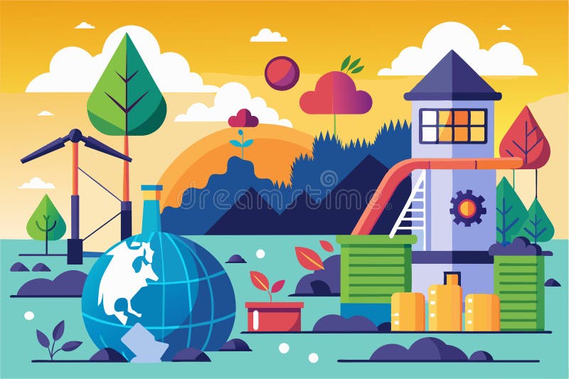 A Vibrant Illustration Depicting the Challenges of Resource Depletion ...