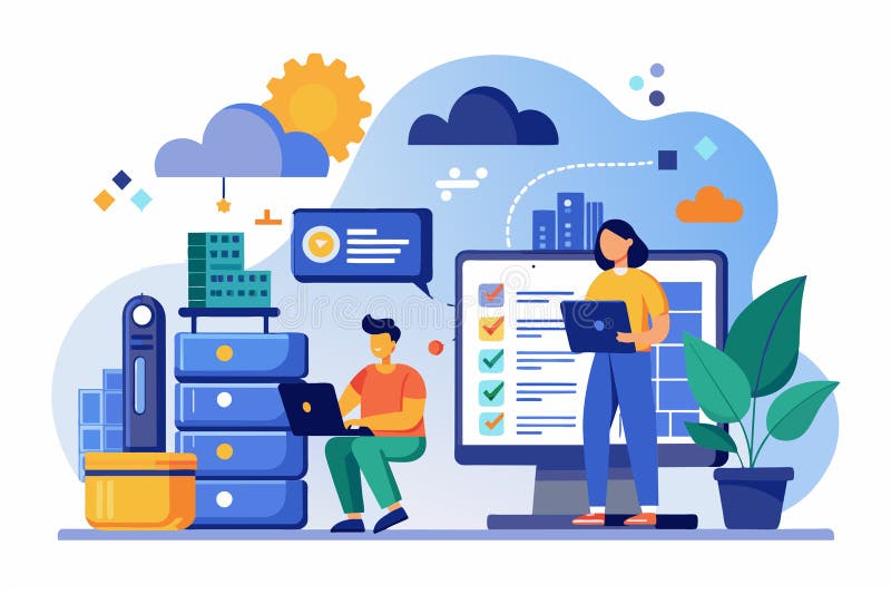 A Vibrant Illustration Depicting Cloud Backup for Big Data, Showcasing ...