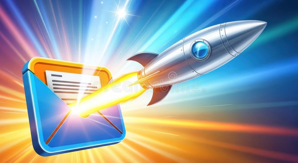 Email Rocket: Fast and Efficient Communication Stock Illustration ...