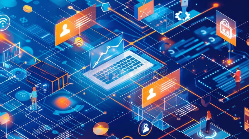 Futuristic Digital Network with AI Elements, Generative AI Stock Image ...