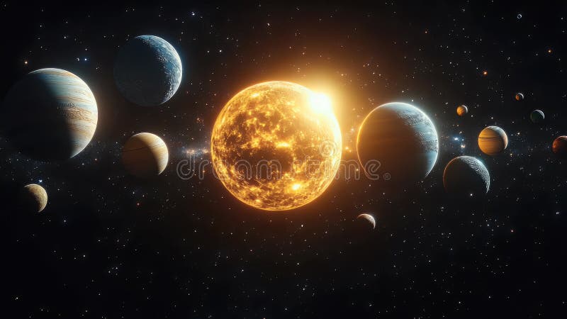 Stunning Solar System with Glowing Star and Planets Stock Video - Video ...