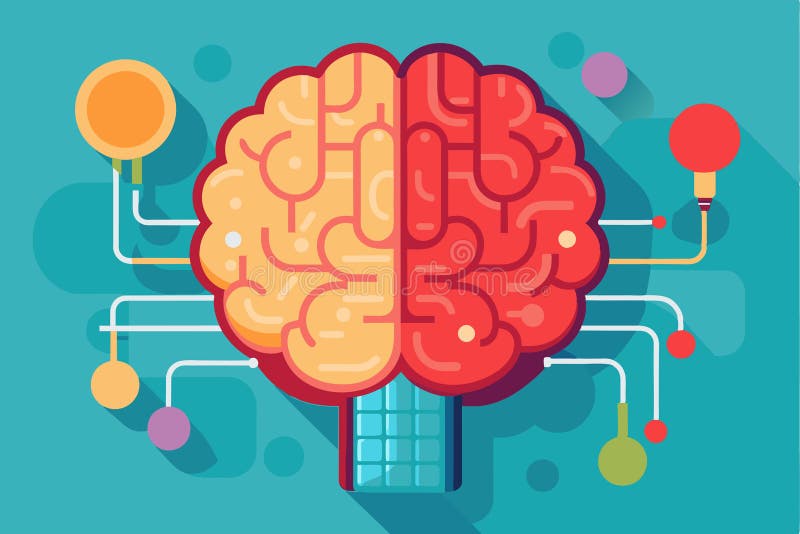 A Vibrant Illustration Depicts a Brain with Interconnected Nodes ...