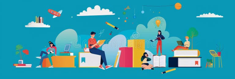 This Vibrant Illustration Depicts a Group of Students Engaging in ...