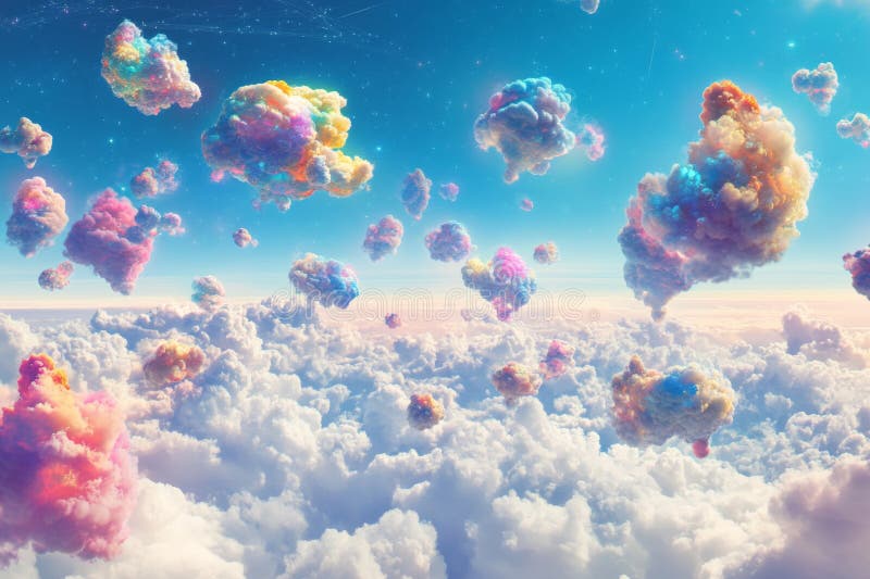 Digital Sky with AI Cloud Formations Stock Illustration - Illustration ...
