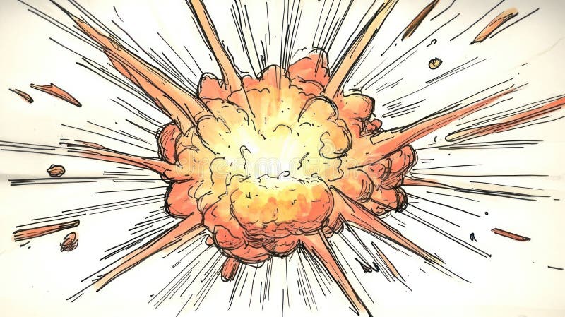 A Vibrant Illustration of an Explosion with Dynamic Lines and Colors ...