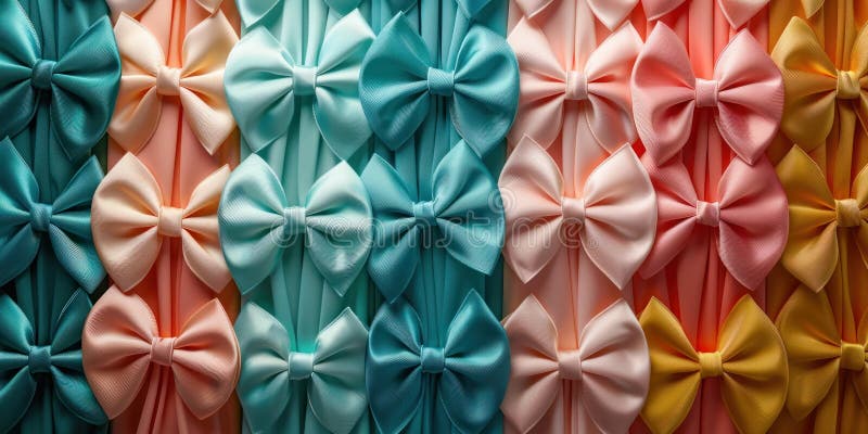 A Vibrant Illustration Features an Array of Colorful Bows Arranged in a ...