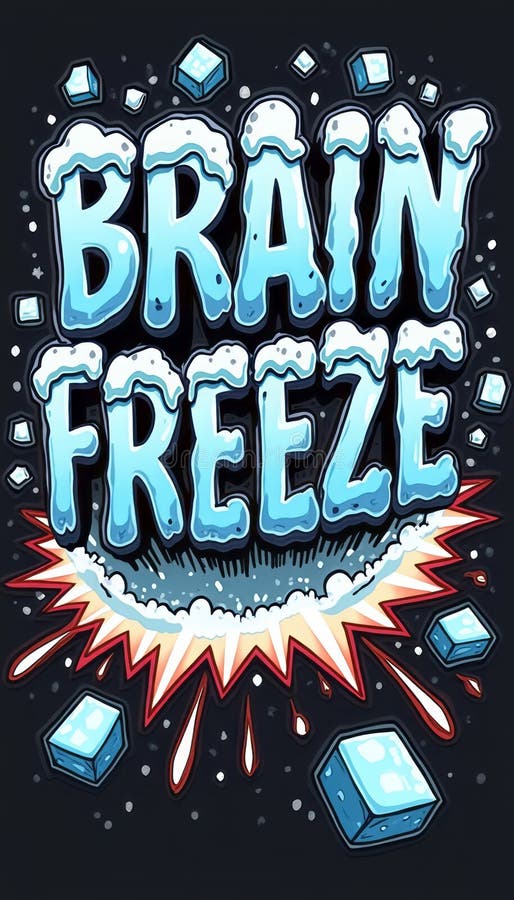 Cool and Quirky Brain Freeze Graphic with Icy Letters Stock Image ...