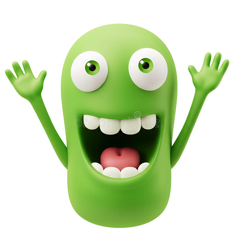 Joyful Green Monster Character Illustration Isolated on White ...