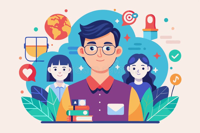 A Vibrant Illustration Features Diverse Students Surrounded by Educational Symbols in an ...