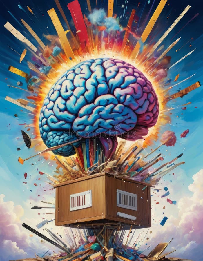 Surreal Brain Explosion Artwork Stock Image - Image of thought, brain ...