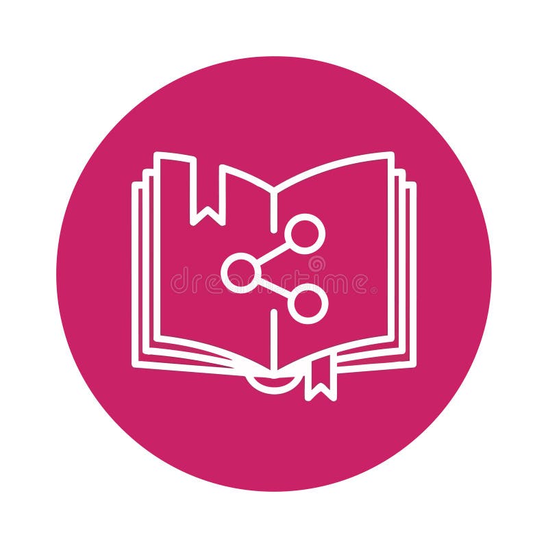Illustration of an Open Book with a Share Icon Inside a Pink Circle ...