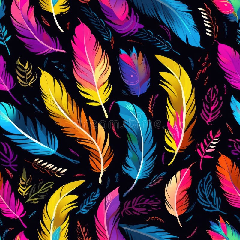 Vibrant Rainbow Feathers: a Kaleidoscope of Color and Design Stock ...