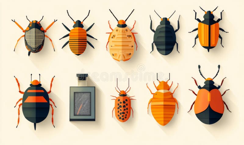 Vibrant Illustration Featuring a Diverse Array of Colorful Insects in ...