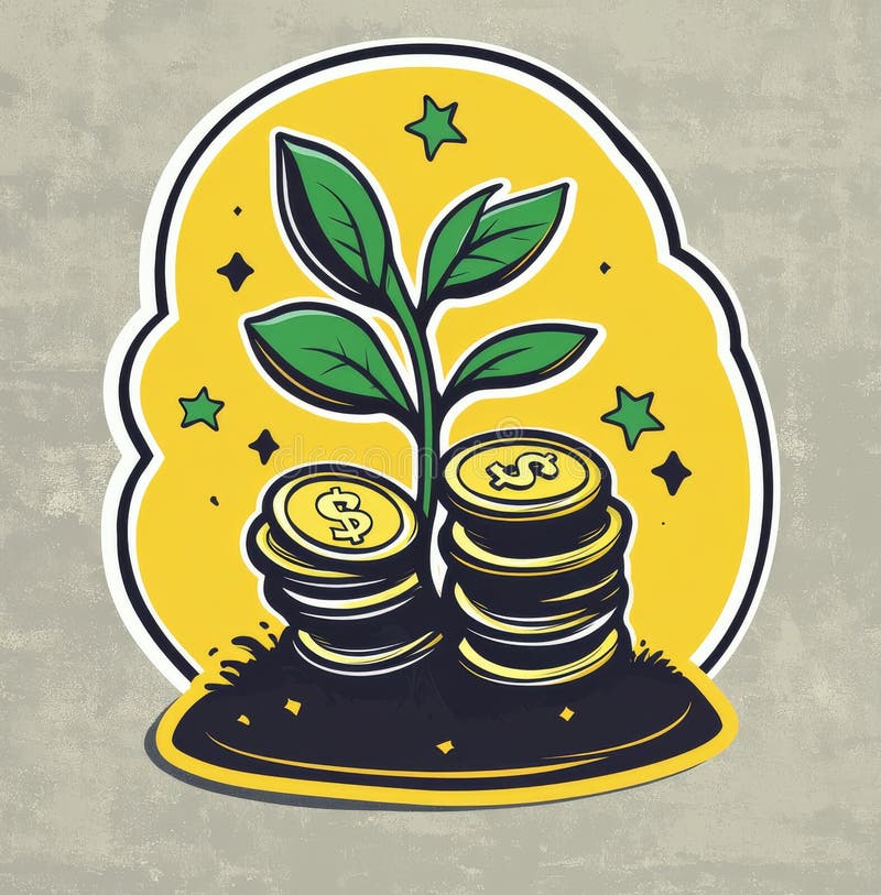 Stack of Coins with Sprout Representing Financial Growth on a Bright ...