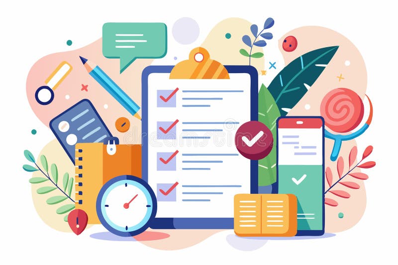 A Vibrant Illustration Featuring a To-do List Surrounded by Colorful ...