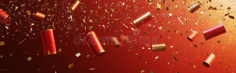 Vibrant Illustration of Firecrackers with Golden Sparkles Exploding on ...
