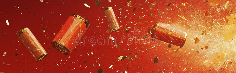 Vibrant Illustration of Firecrackers with Golden Sparkles Exploding on ...