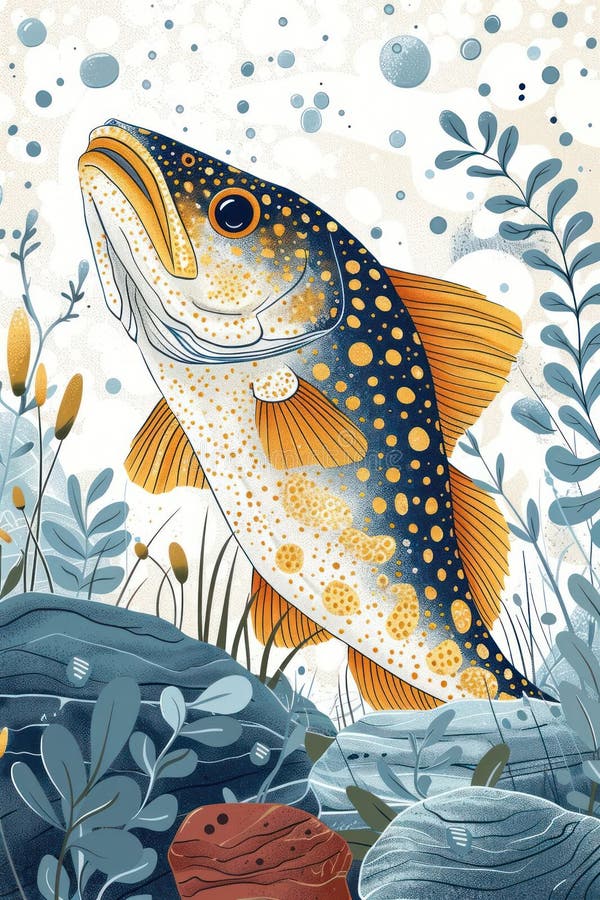 Stunning Spotted Fish in Aquatic Paradise Stock Illustration ...