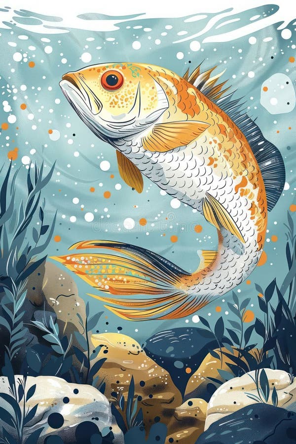 Vibrant Orange Fish Swimming Underwater in a Colorful Coral Reef Stock ...