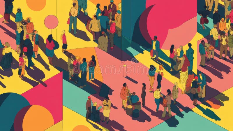 AI-Generated Crowd Scene stock illustration. Illustration of crowd ...