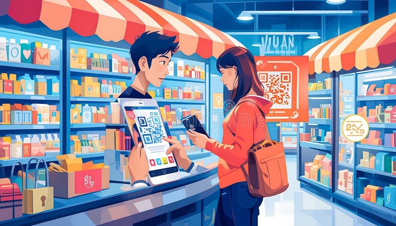 AI-Powered QR Code Retail stock illustration. Illustration of ...