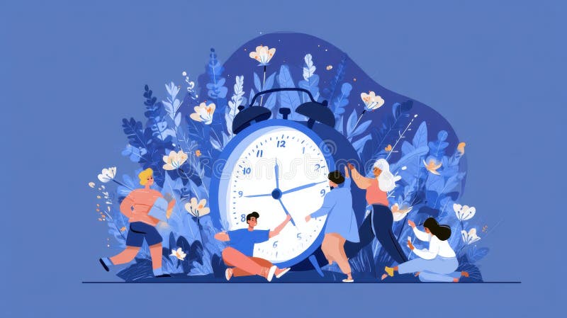 Time Management Collaboration Stock Illustration - Illustration of ...