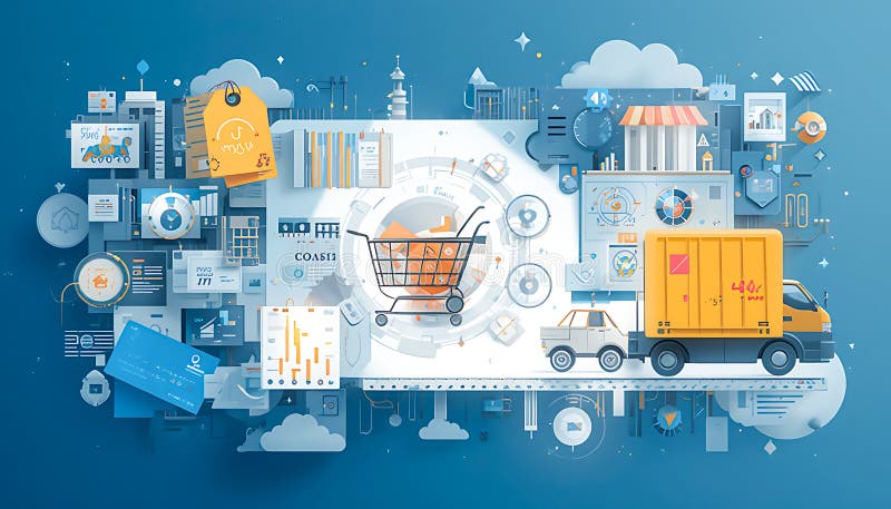 AI-Powered E-commerce Logistics Stock Illustration - Illustration of ...