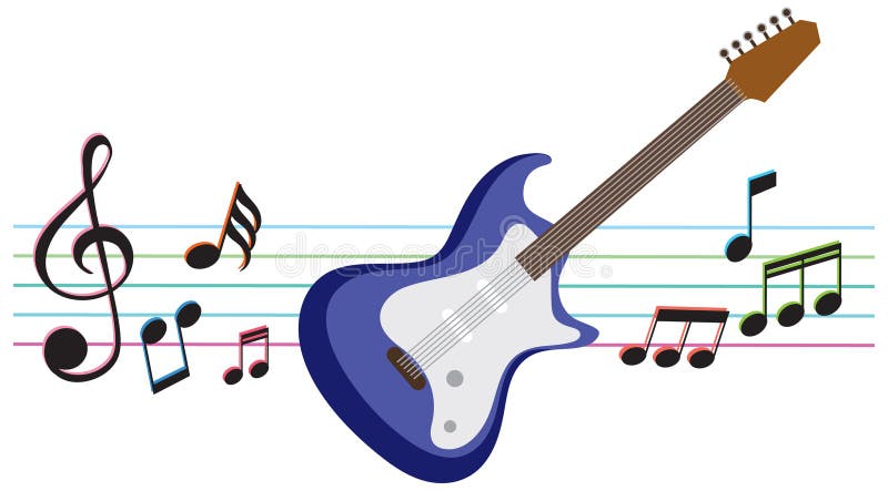 A Guitar with Musical Notes Stock Vector - Illustration of electric ...