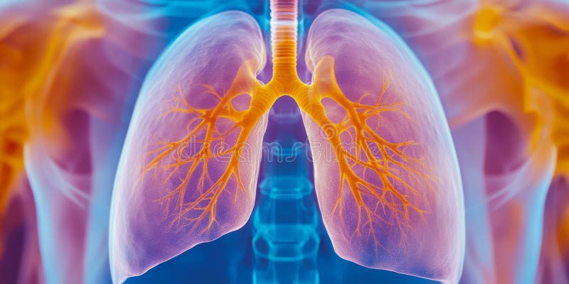 A Vibrant Illustration of Human Lungs Showing Intricate Details of the ...