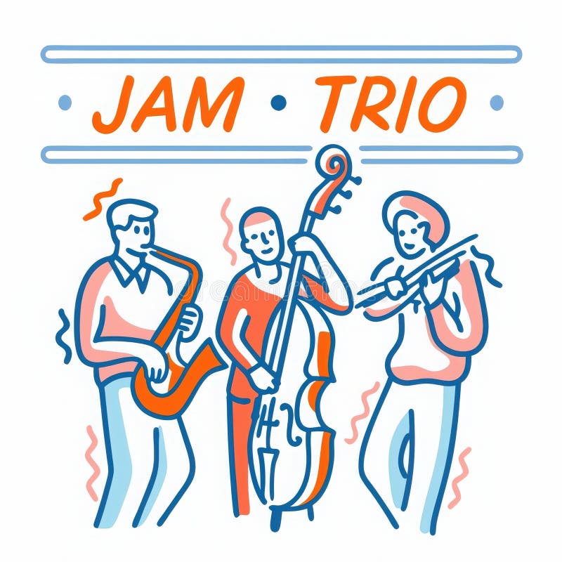 Jazz Trio Ensemble Performing Live Stock Illustration - Illustration of ...