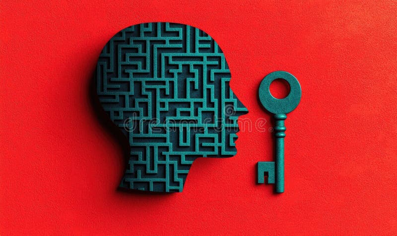 A Vibrant Illustration of a Maze-shaped Head and Key, Symbolizing ...