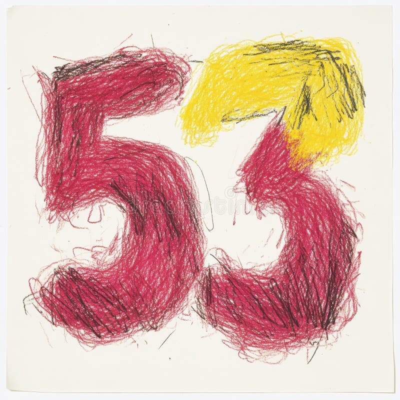 Colorful Hand-drawn Number 53 with Crayon Strokes Stock Image - Image ...