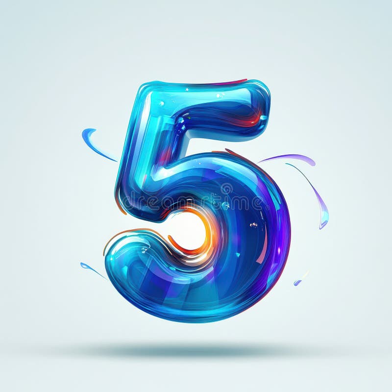 Vibrant Illustration of Number Five on Plain Background Stock ...