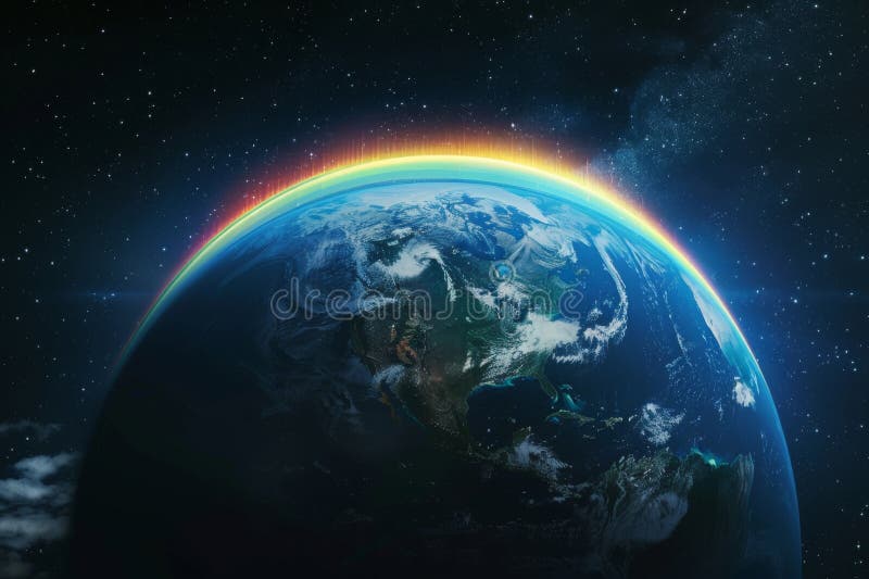 Hopeful Earth Rainbow stock illustration. Illustration of hope - 378664415