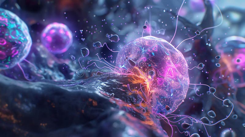 A Vibrant Illustration of a Regenerating Cell, Highlighted with Plasma ...