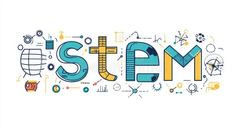 Colorful STEM Concept Illustration with Various Educational Elements ...