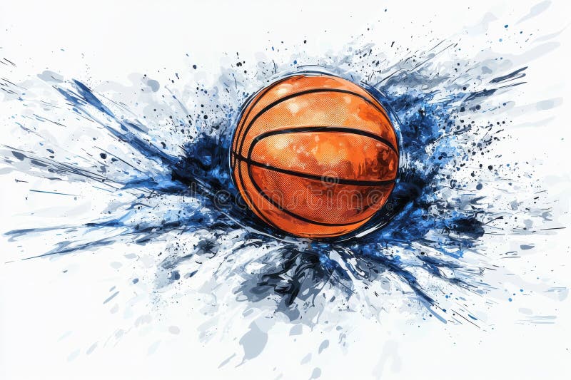 Dynamic Basketball Splash Artwork with Vibrant Colors and Energy Stock ...